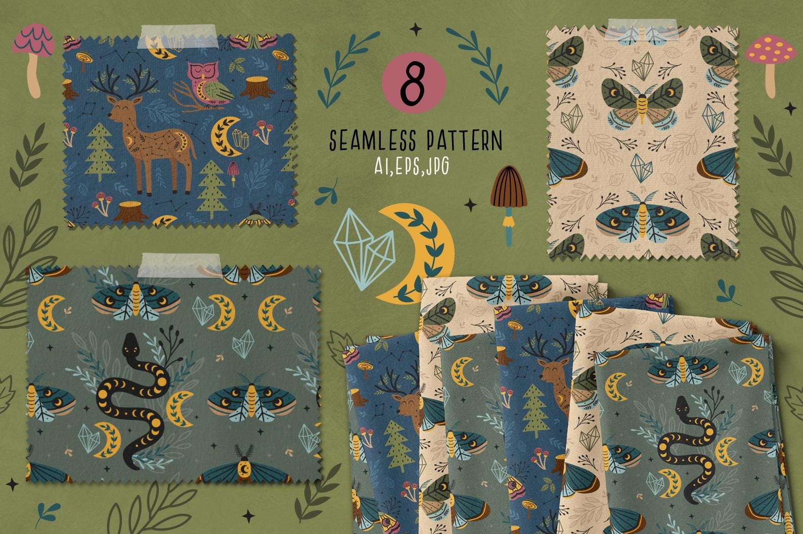 Woodland Animals Digital Paper, Forest Animal Seamless Pattern ...