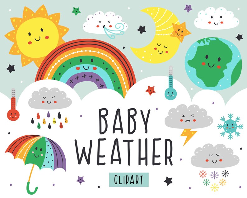 Rainbow Baby Weather Clipart Rainbow Svg Kawaii Clipart Cloud - Etsy