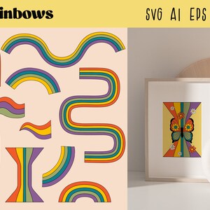 Retro Vibes Digital Clipart Set, Retro 60s 70s, Groovy Hippie, Retro ...