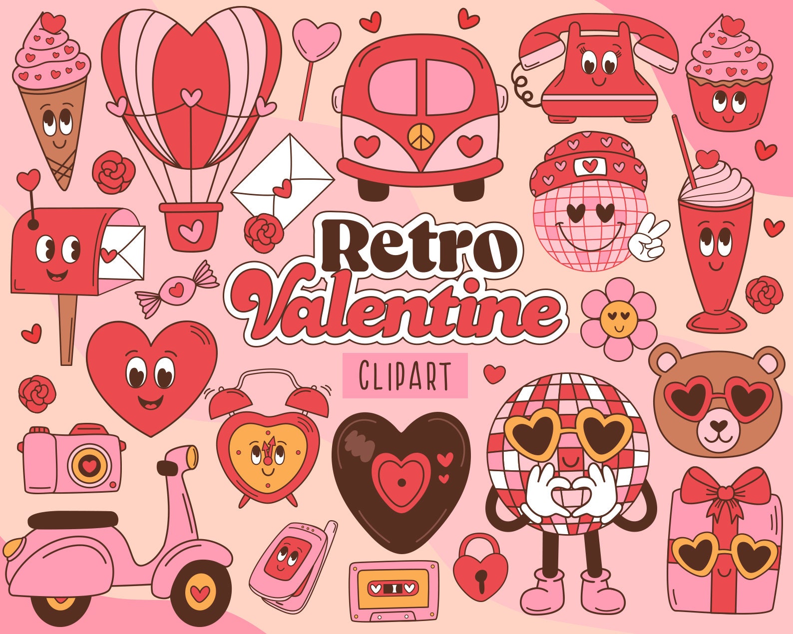 Retro Groovy Valentine, Valentine's Day Svg, Valentines Png, Groovy ...