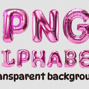 3D Foil Balloon Alphabet Clipart, Party Balloon Alphabet , Balloon Pink ...