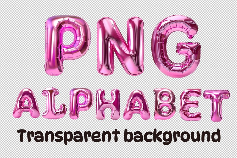 3D Foil Balloon Alphabet Clipart, Party Balloon Alphabet , Balloon Pink ...