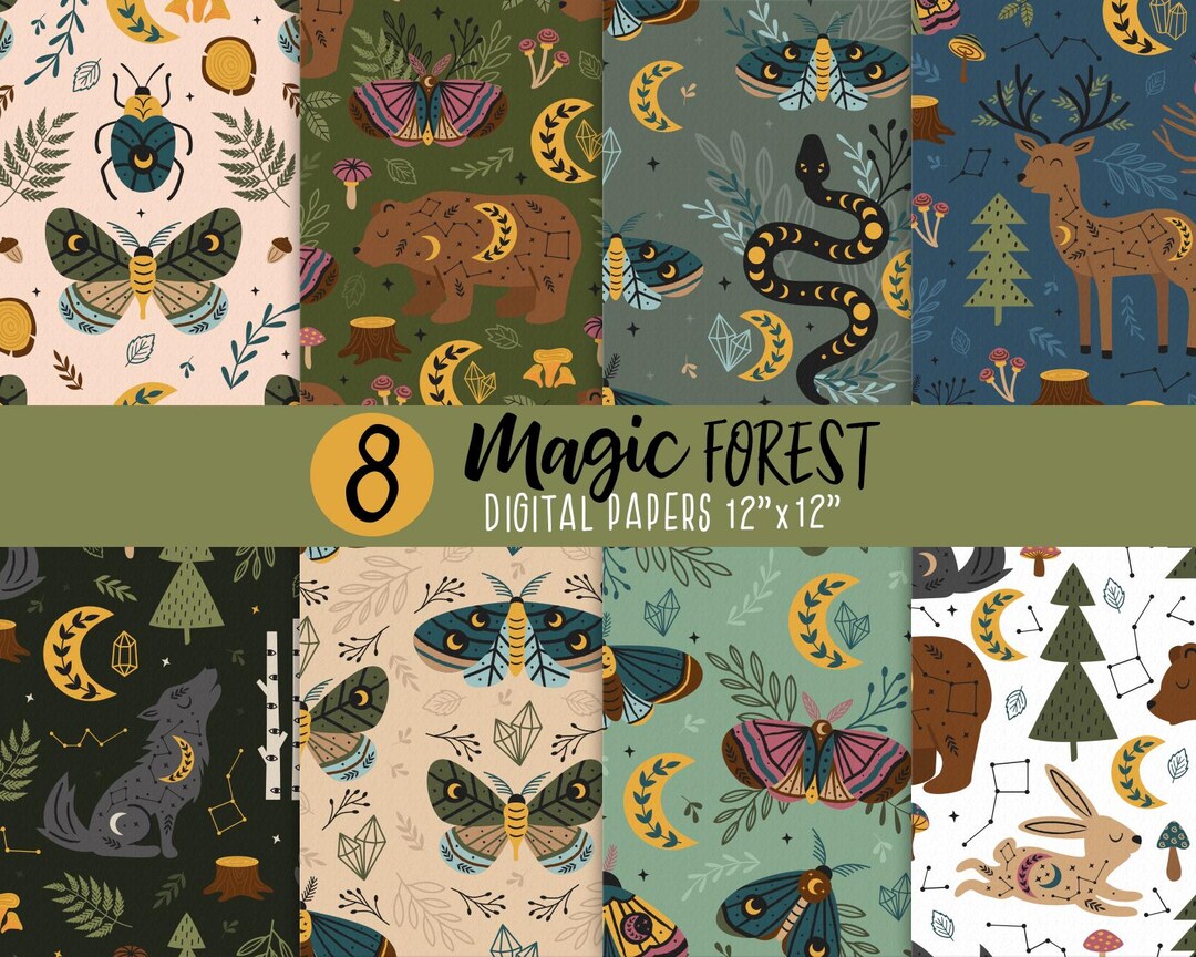 Woodland Animals Digital Paper, Forest Animal Seamless Pattern ...