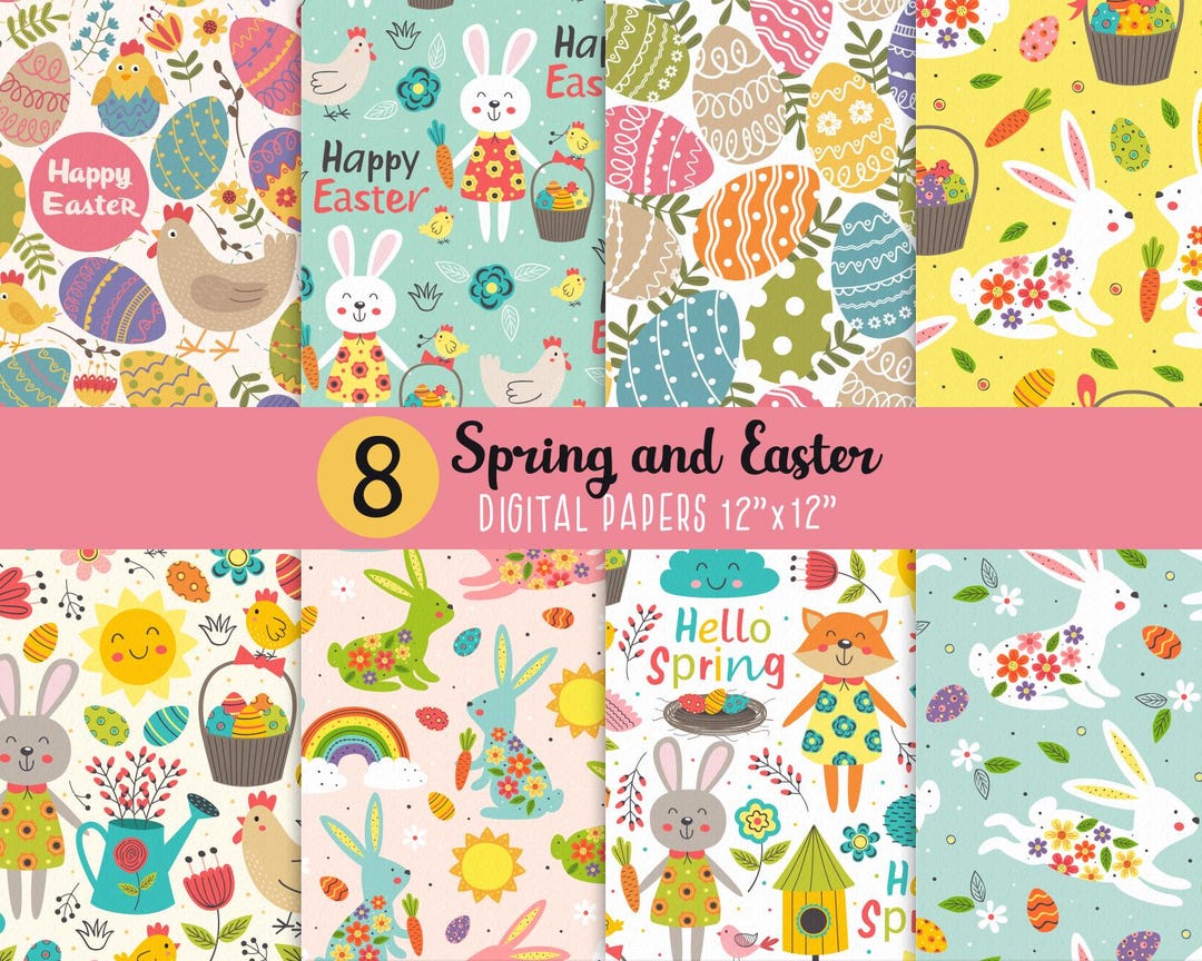 Easter Seamless Paper, Floral Patterns, Bunny Easter Spring Seamless ...