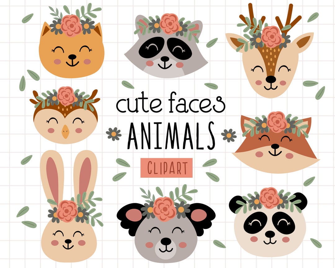 Boho Animal Face Clipart, Bohemian Animals Svg, Animal Faces Svg, Boho ...