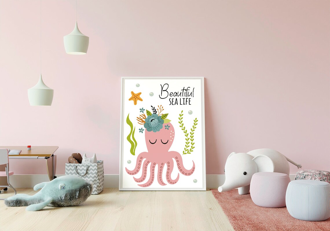 Floral Sea Life Clip Art, Ocean Animals Svg, Boho Sea Animal Clipart ...