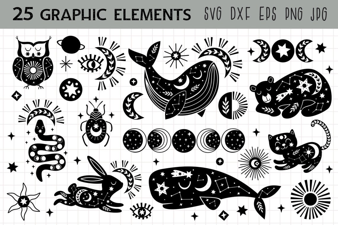 Bohemian Animals Svg, Selestial Svg, Boho Svg, Mystical Svg, Zodiac Svg ...