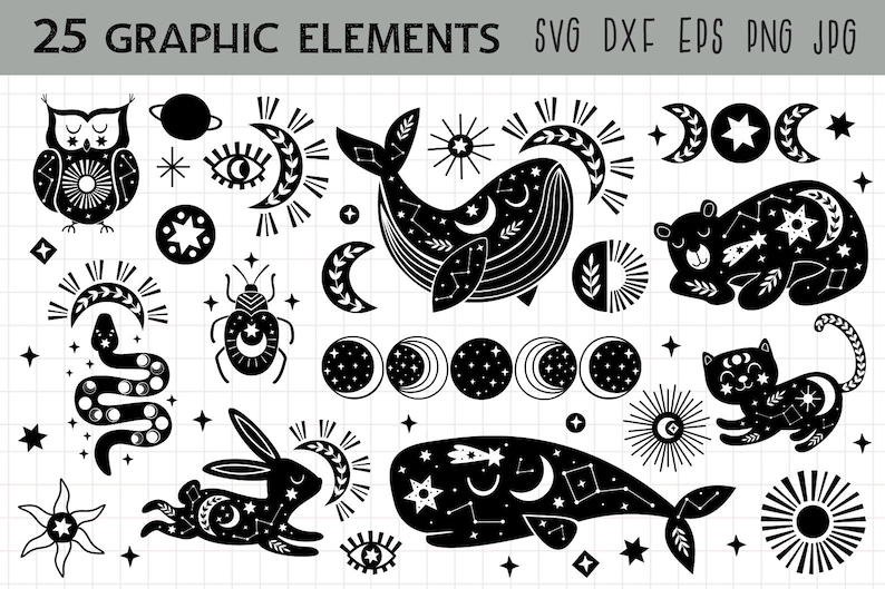 Bohemian Animals Svg, Selestial Svg, Boho Svg, Mystical Svg, Zodiac Svg ...