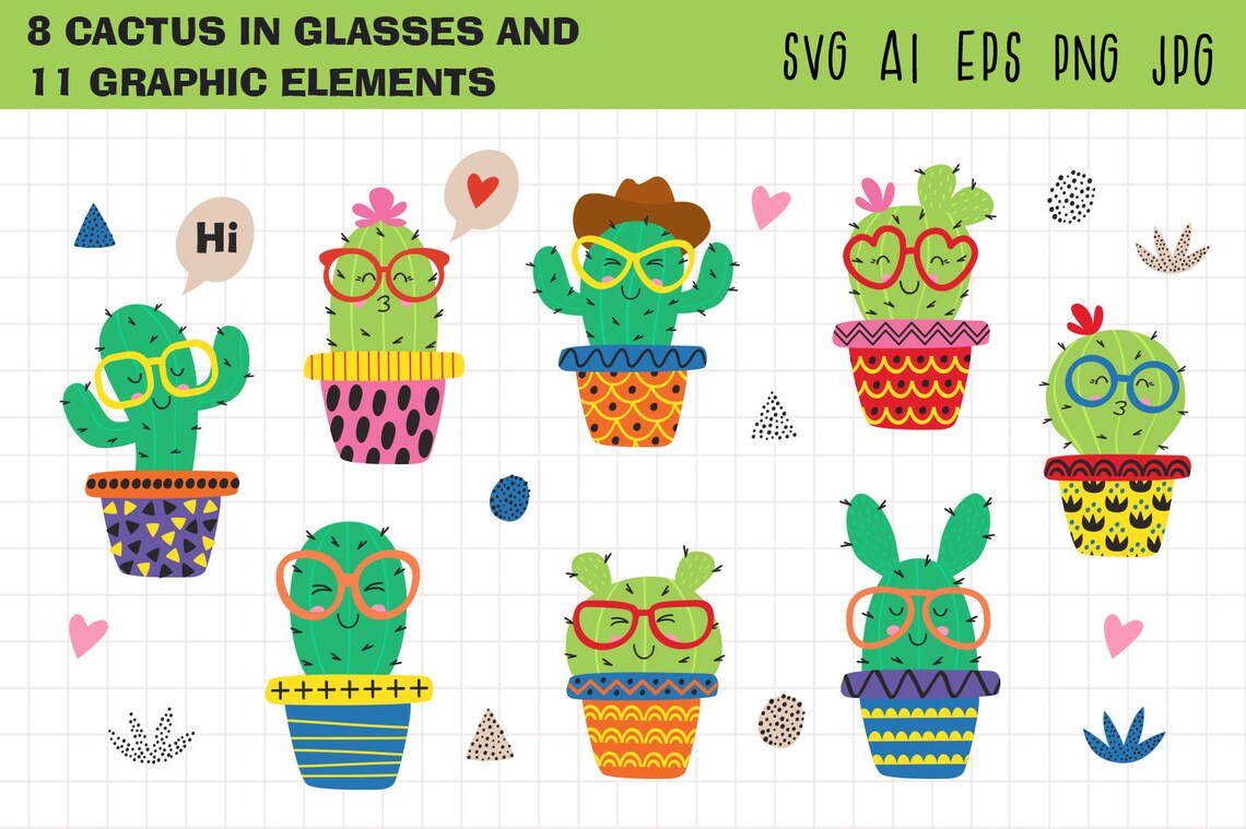 Cute Cactus Svg Cactus Clipart Kawaii Cactus Svg Happy Cactus Clipart ...