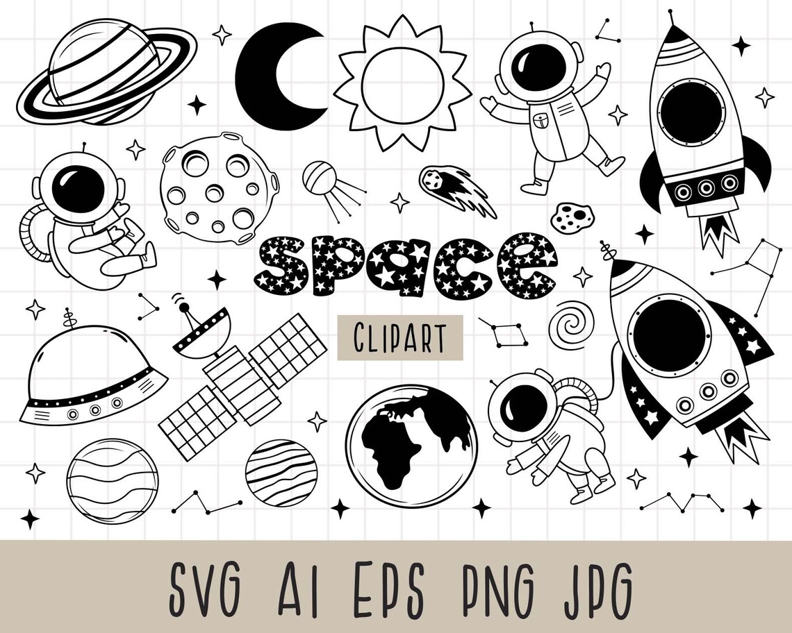 Astronaut Clipart, Rocket Svg, Spaceship Clipart, Space Bundle Svg ...