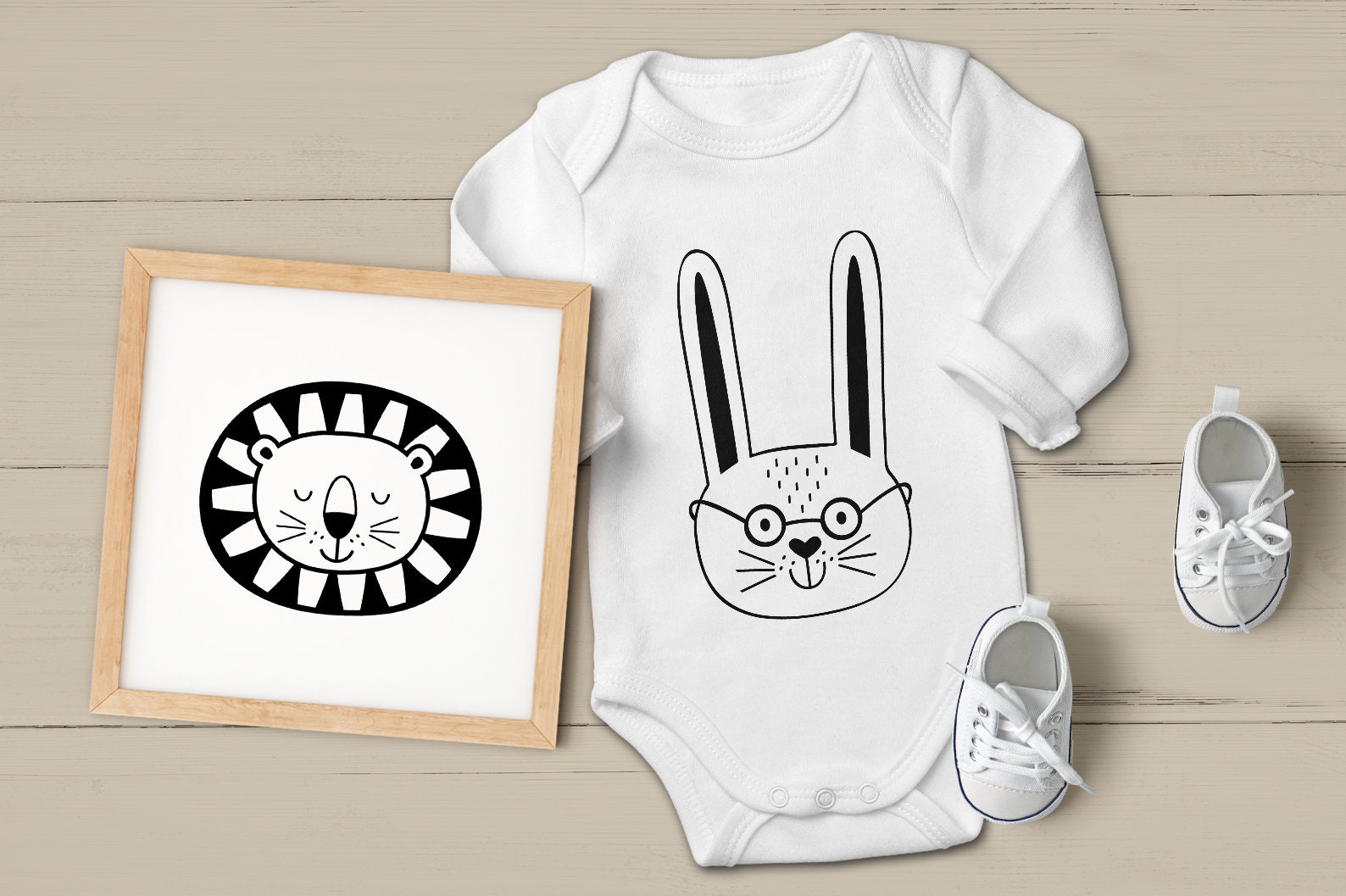 Cute Animals Clip Art Set, Scandinavian Style Clipart Design, Head ...