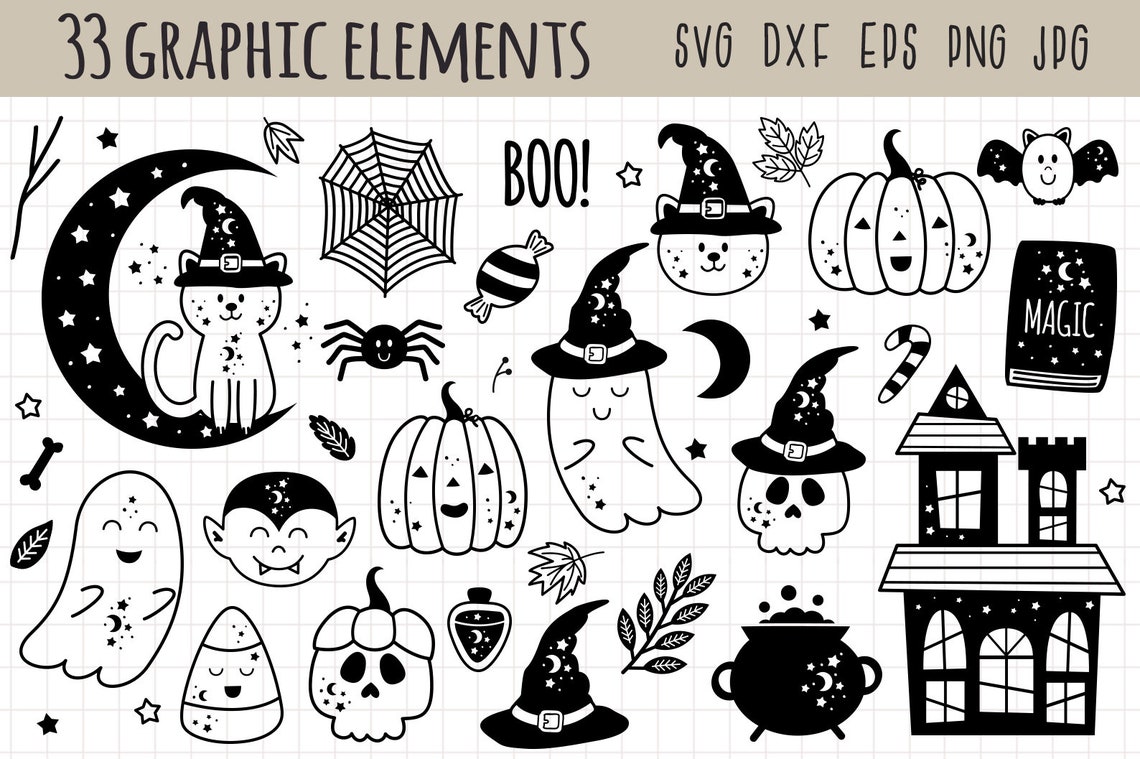Cute Halloween Clipart, Pumpkin Clipart, Ghost Clipart, Candy Corn ...