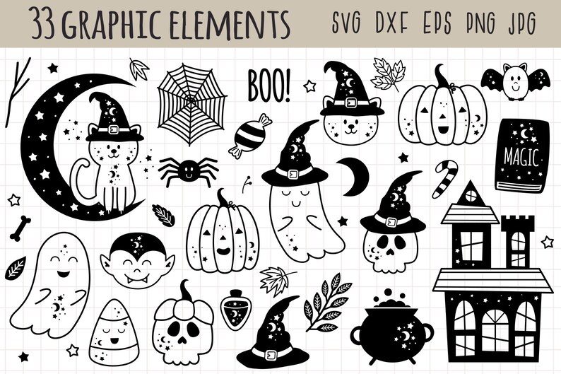 Cute Halloween Clipart, Pumpkin Clipart, Ghost Clipart, Candy Corn ...