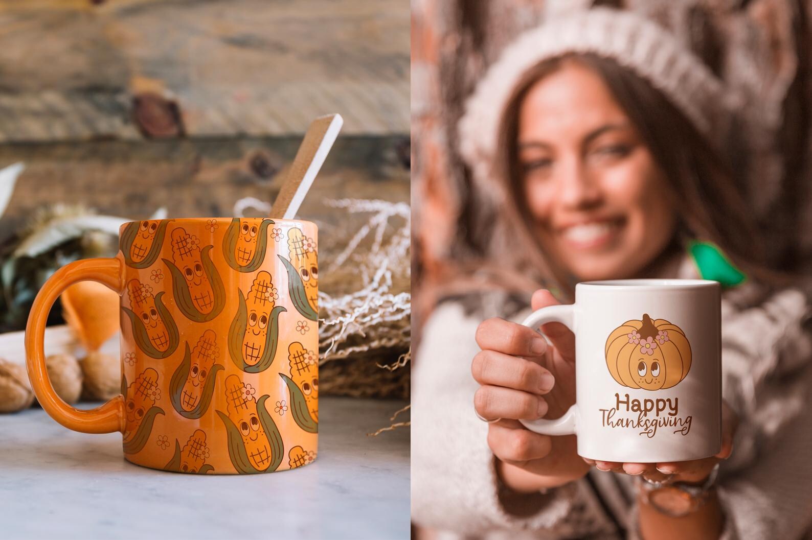 Groovy Autumn Clipart, Retro Fall Png, Thanksgiving Png, Hippie Flower ...