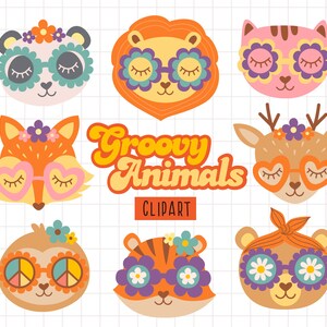 Retro Animal Clipart, Groovy Animal Face Svg, Woodland Animals Png ...