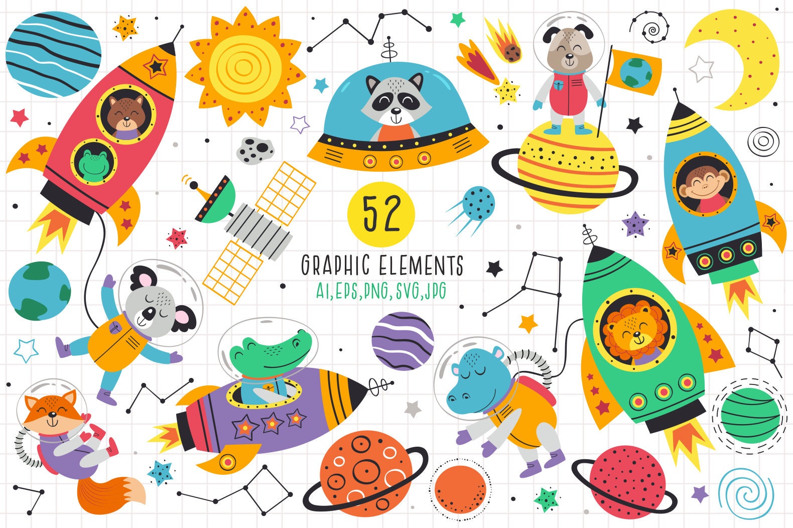 Space Svg Planet Svg Rocket Svg Animals Svg Alien Svg Star Svg UFO Svg ...