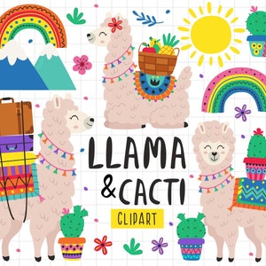 Llama Svg Llama Clipart Alpaca Clip Art Colorful Llamas Decorated Llama ...