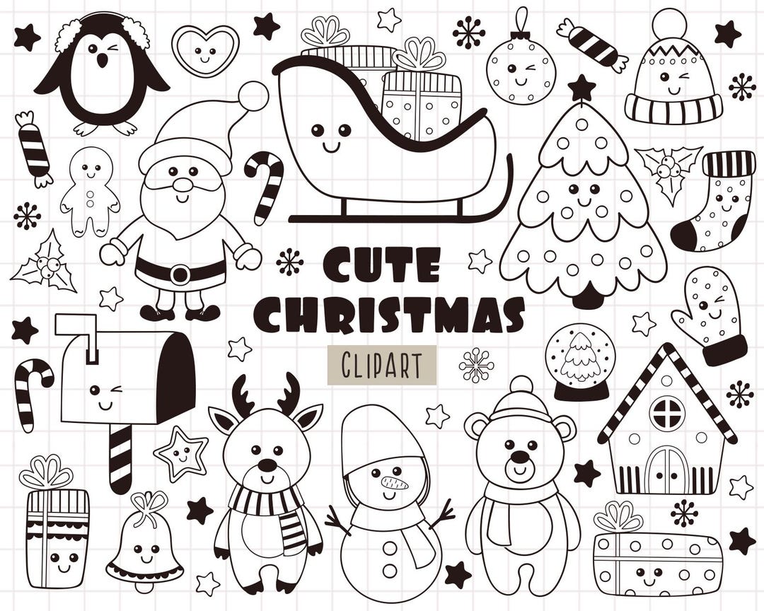 Cute Christmas Clipart, Winter Clipart, Holiday Clipart, Christmas Tree ...