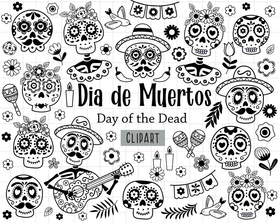Dia De Los Muertos Clipart, Sugar Skull SVG, Sugar Skull Clip Art, Day ...