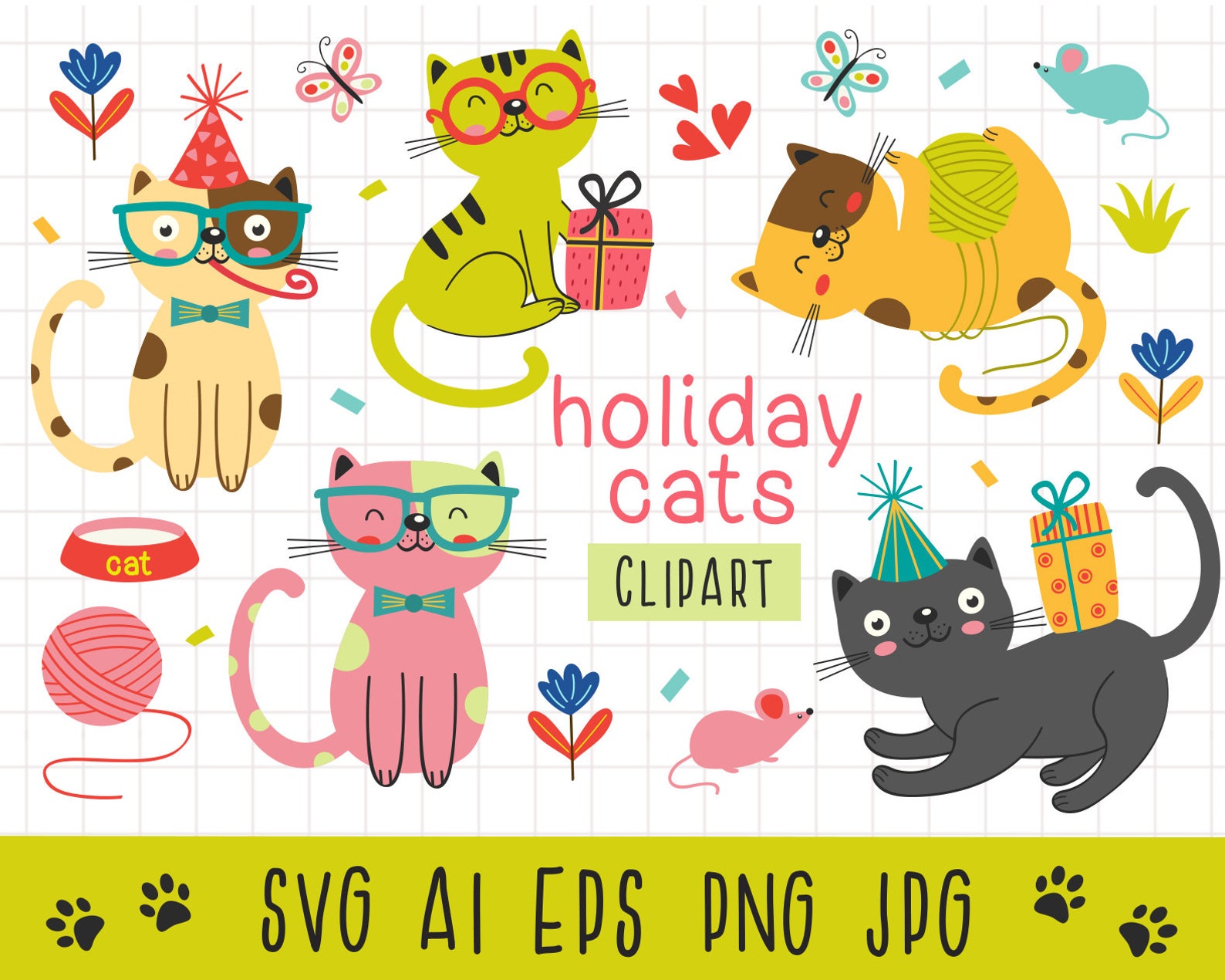 Cat Svg Cute Cat Clipart Cats Svg Birthday Svg Kitty Cat Svg Cat Png ...