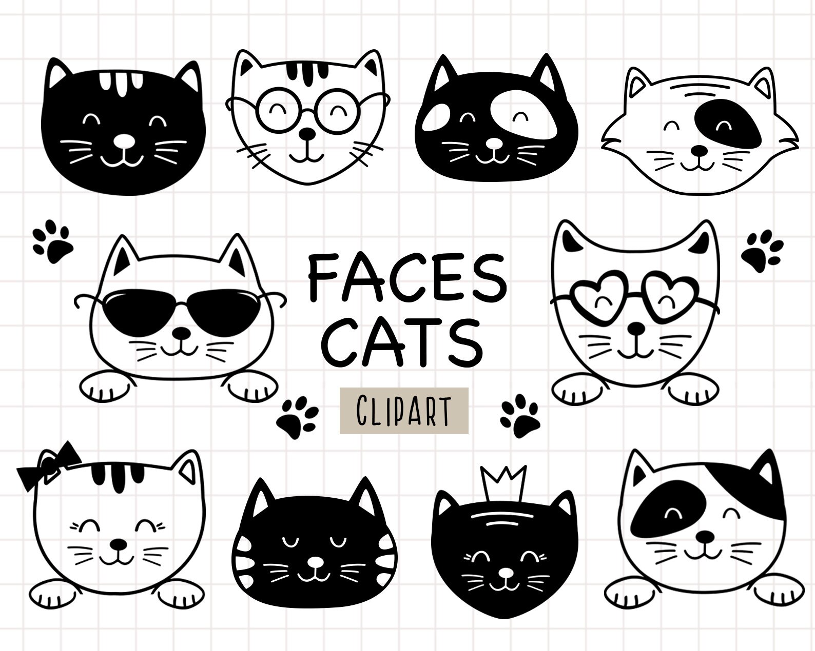 Cat Face Svg, Cat Head Svg, Kitten Svg File Vector, Cat Silhouette Svg ...