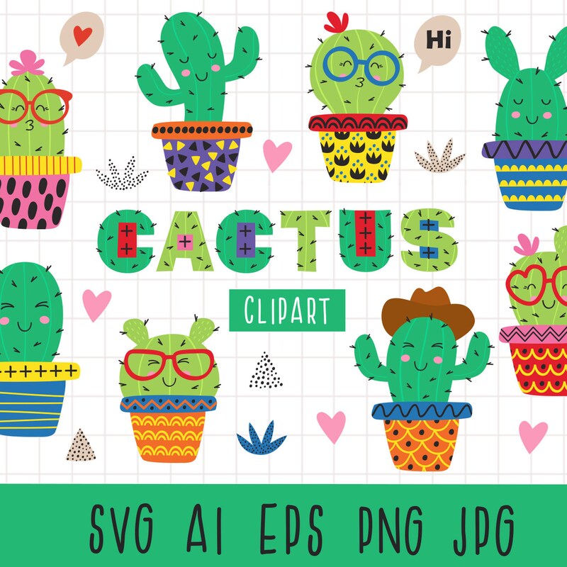 Cactus Clipart - Etsy
