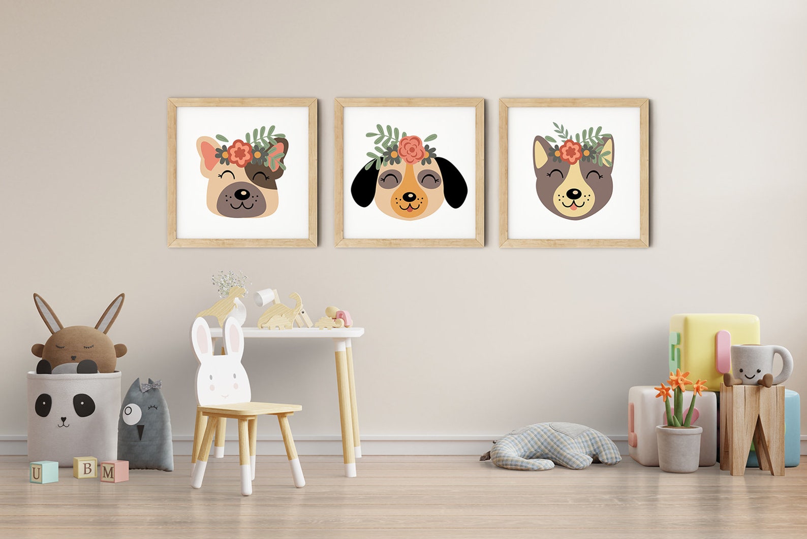 Cute Dogs Clipart, Dog Flower Crown Svg, Dog Face Svg, Dog Head Clipart ...