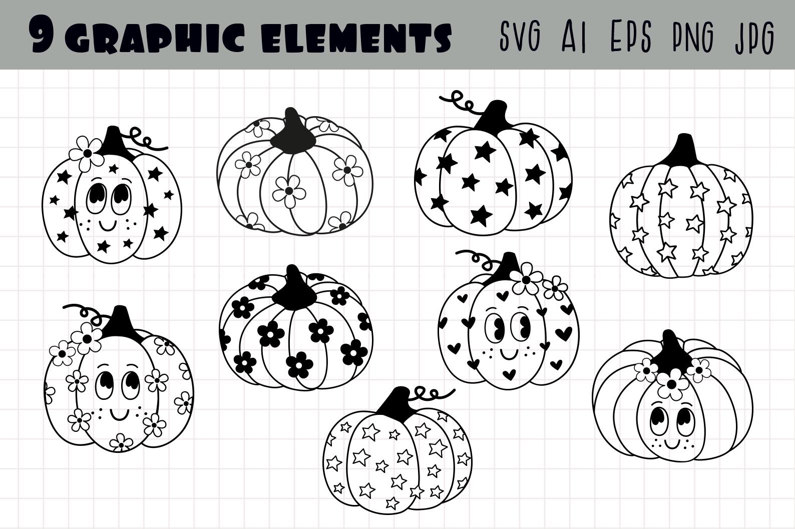 Groovy Retro, Pumpkin Clipart, Autumn Png, Vintage Pumpkin Png, Groovy ...