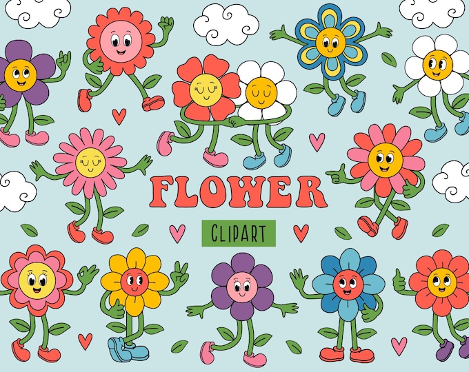 Retro SVG Bundle Cartoon Characters, Retro Mascot PNG Clipart Digital ...