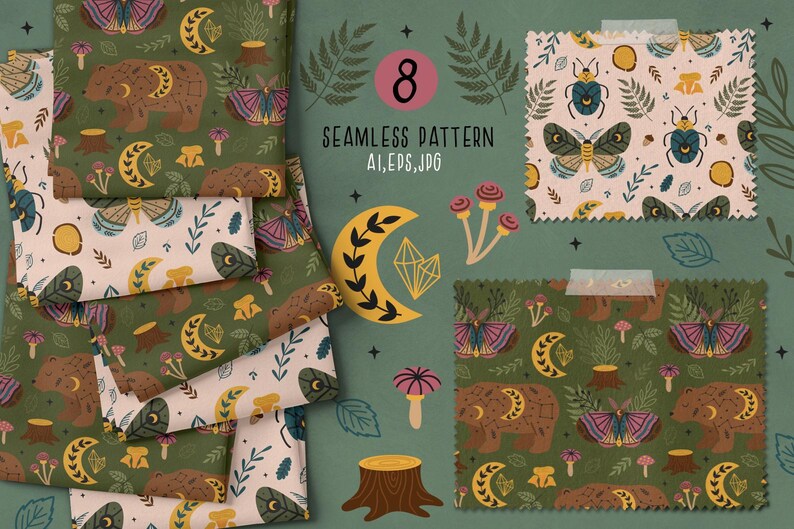 Woodland Animals Digital Paper, Forest Animal Seamless Pattern ...