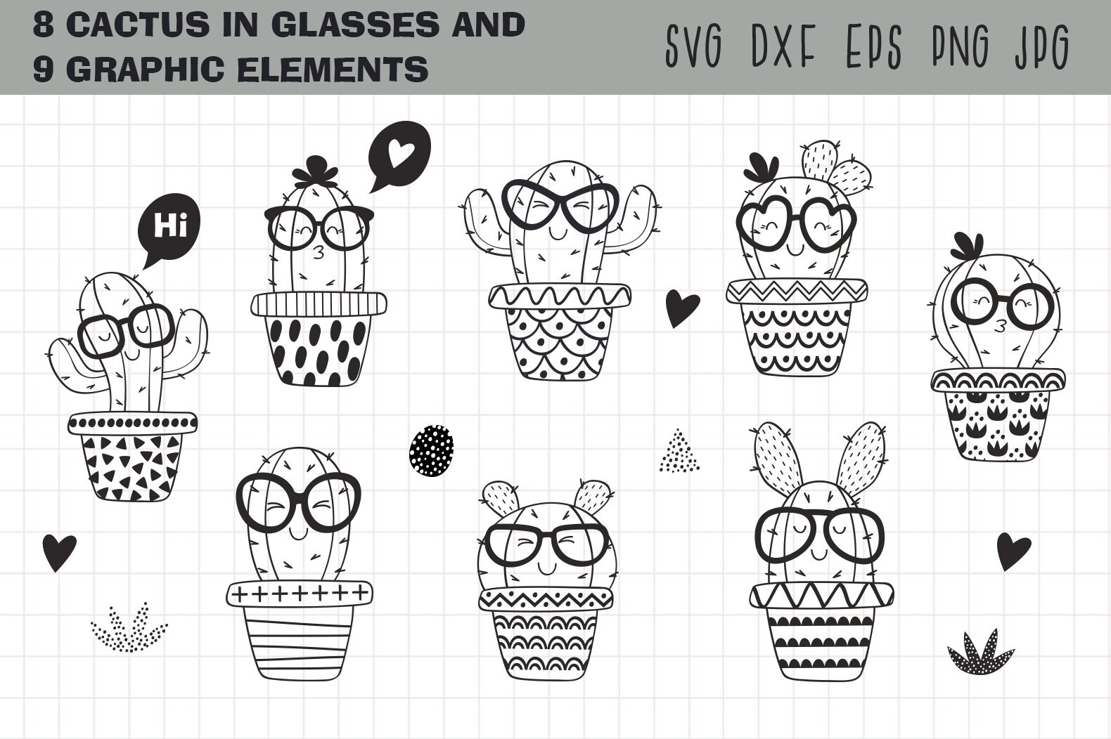 Cute Cactus Svg Cactus Clipart Black and White Kawaii Cactus Svg Happy ...