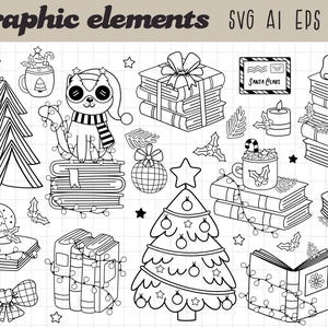 Christmas Bookish Clipart, Christmas Books Png, Book Lovers Png ...