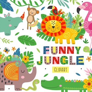 Tropical Clip Art Safari Animal Flowers Svg Elephant Svg Woodland ...