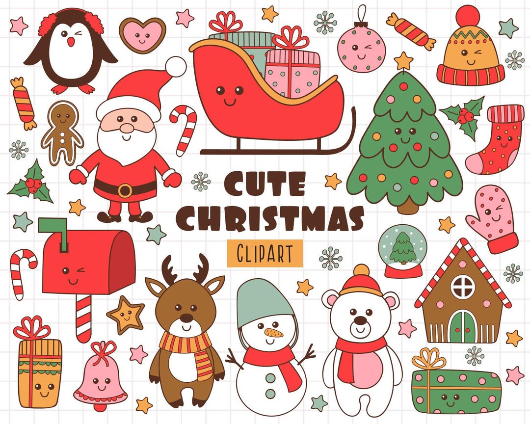 Cute Christmas Clipart, Winter Clipart, Holiday Clipart, Christmas Tree ...