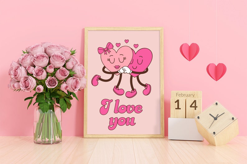 Retro Valentine Day Clipart, Groovy Fun Romantic Characters, Groovy ...