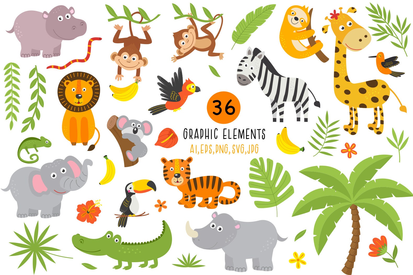 Jungle Animals SVG Set, Safari Animals SVG, Jungle Friends Svg, Zoo ...