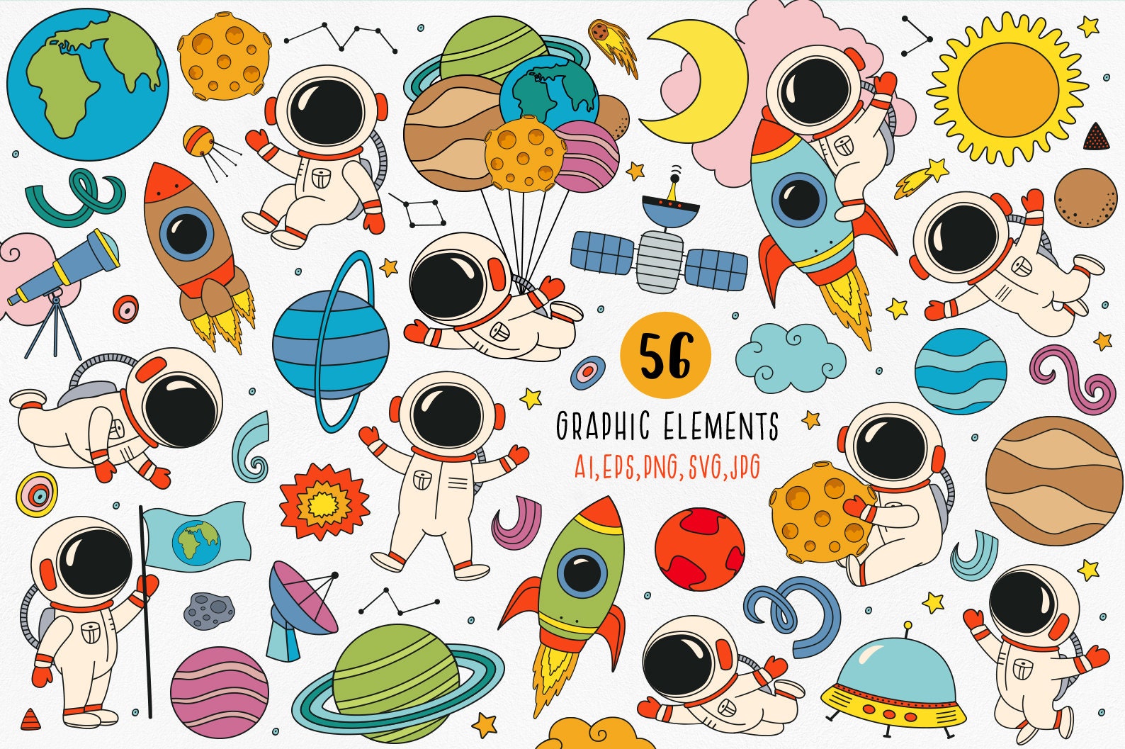 Astronaut Svg Png Bundle, Astronaut With Rocket Svg,kid Astronaut Svg ...