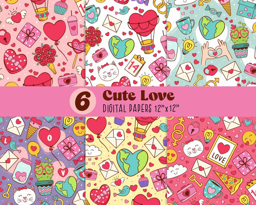 Valentine Seamless Digital Papers, Heart Backgrounds,valentine Pattern ...