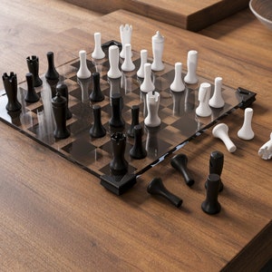 Modern Design Chess Set, Unique Chess Set, Glass Chessboard, Extra ...