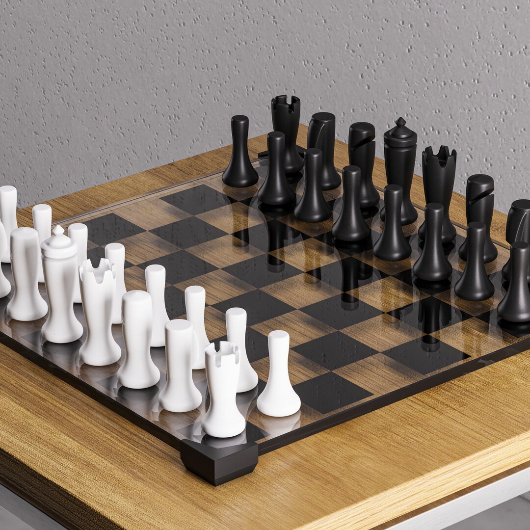 Modern Chess Set, Premium Glass Chess Board, Luxury Chess Pieces ...