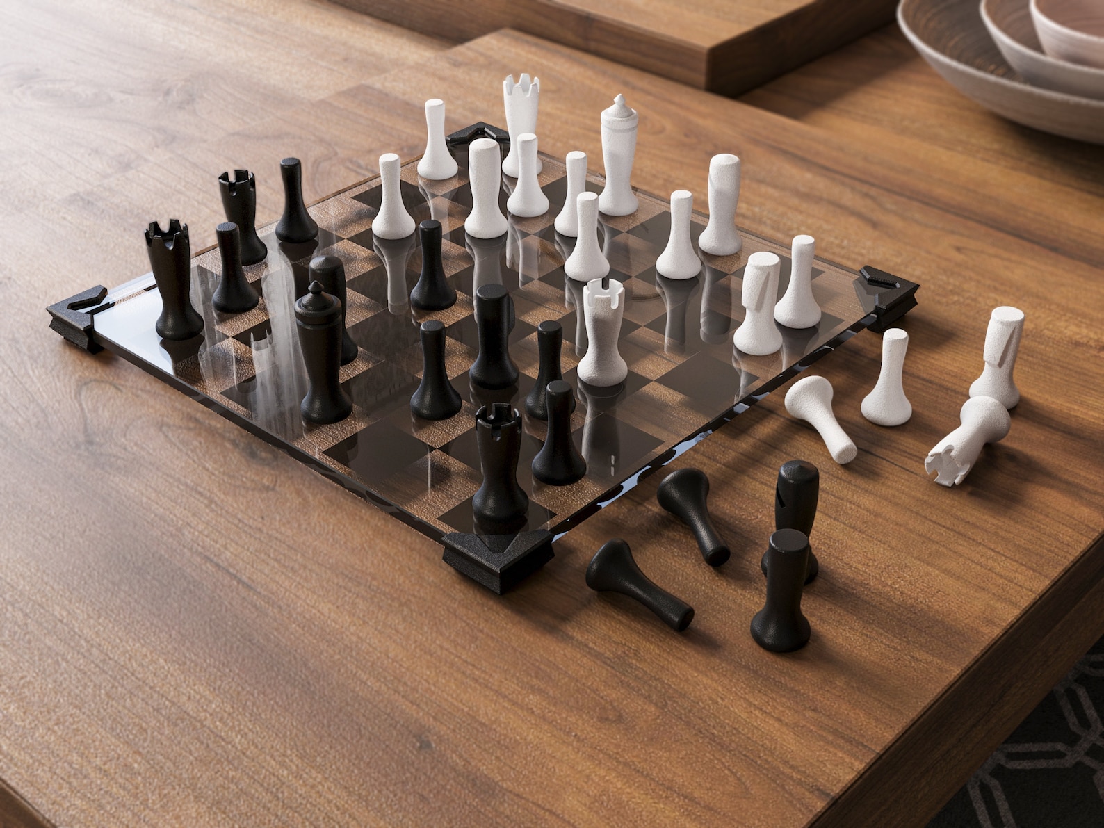 Modern Chess Set, Premium Glass Chess Board, Luxury Chess Pieces ...