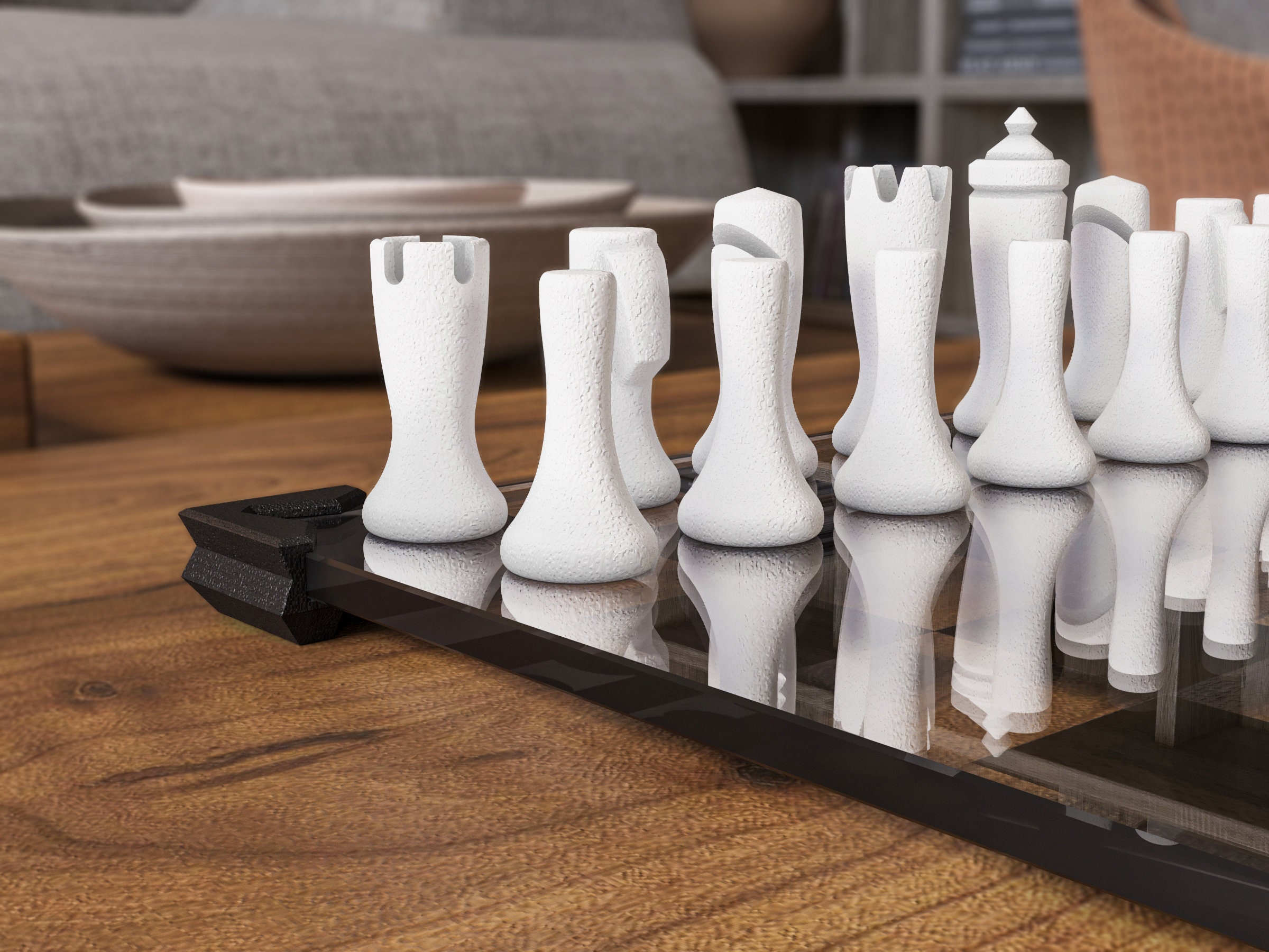 Modern Design Chess Set, Unique Chess Set, Glass Chessboard, Extra ...