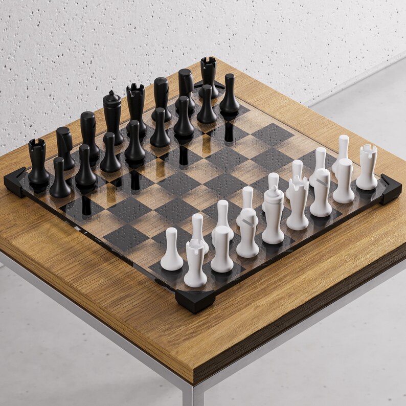Modern Chess Set, Premium Glass Chess Board, Luxury Chess Pieces ...