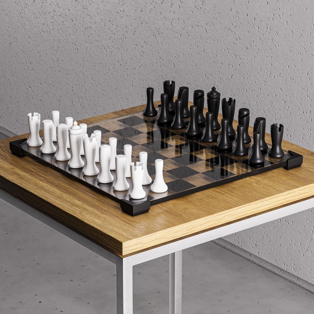 Modern Chess Set, Premium Glass Chess Board, Luxury Chess Pieces ...