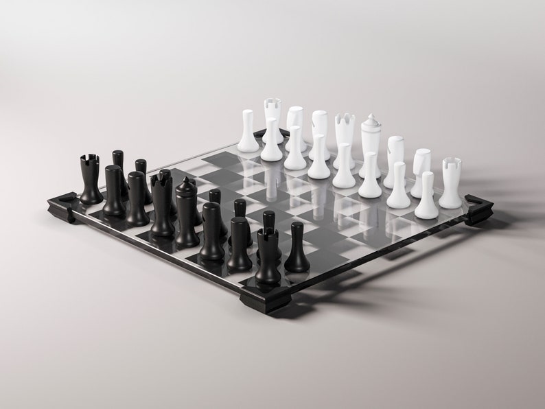 Modern Design Chess Set, Unique Chess Set, Glass Chessboard, Extra ...