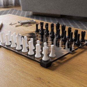 Modern Chess Set, Premium Glass Chess Board, Luxury Chess Pieces ...