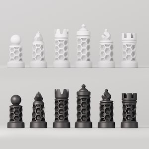 Black Friday Modern Glass Chess Set, Modern Geometric Chess Set, Unique ...