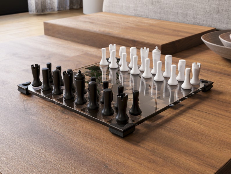 Modern Design Chess Set, Unique Chess Set, Glass Chessboard, Extra ...
