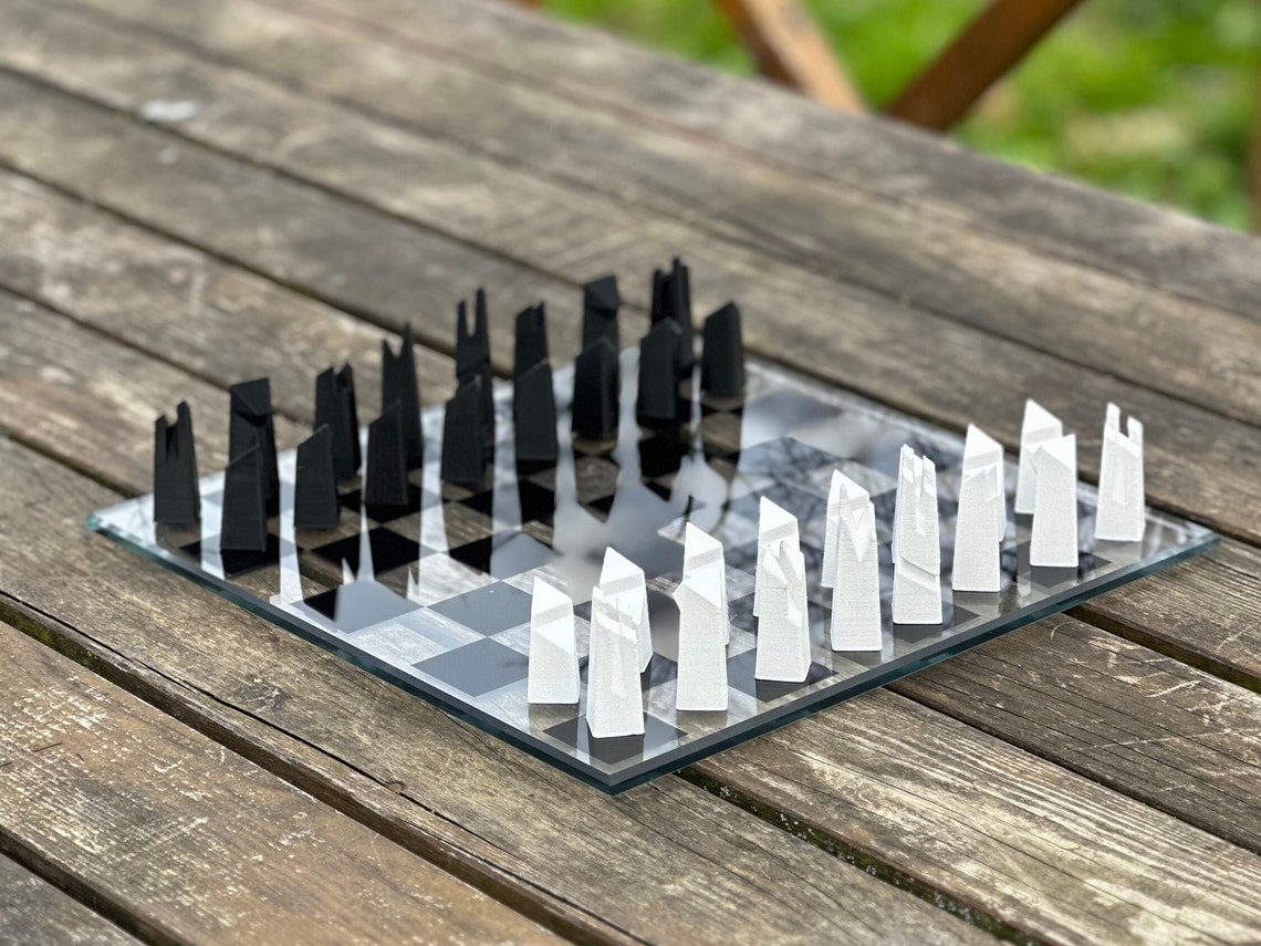 Glass Chessboard, Modern Chess Set, Unique Chess Set, Extra Weighted ...