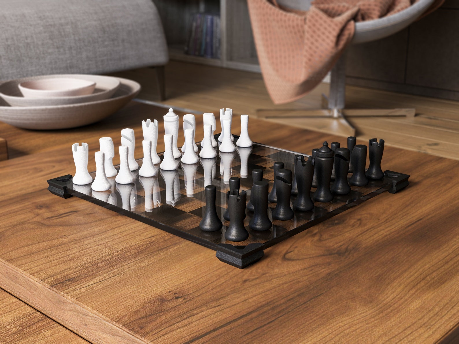 Modern Design Chess Set, Unique Chess Set, Glass Chessboard, Extra ...